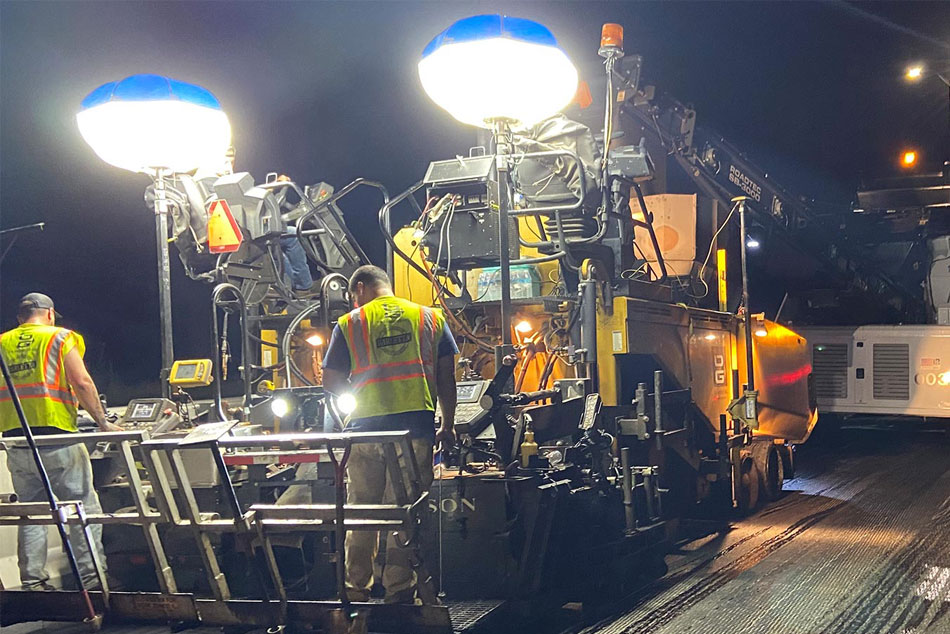 Asphalt paver automation systems for 2D and 3D paving projects